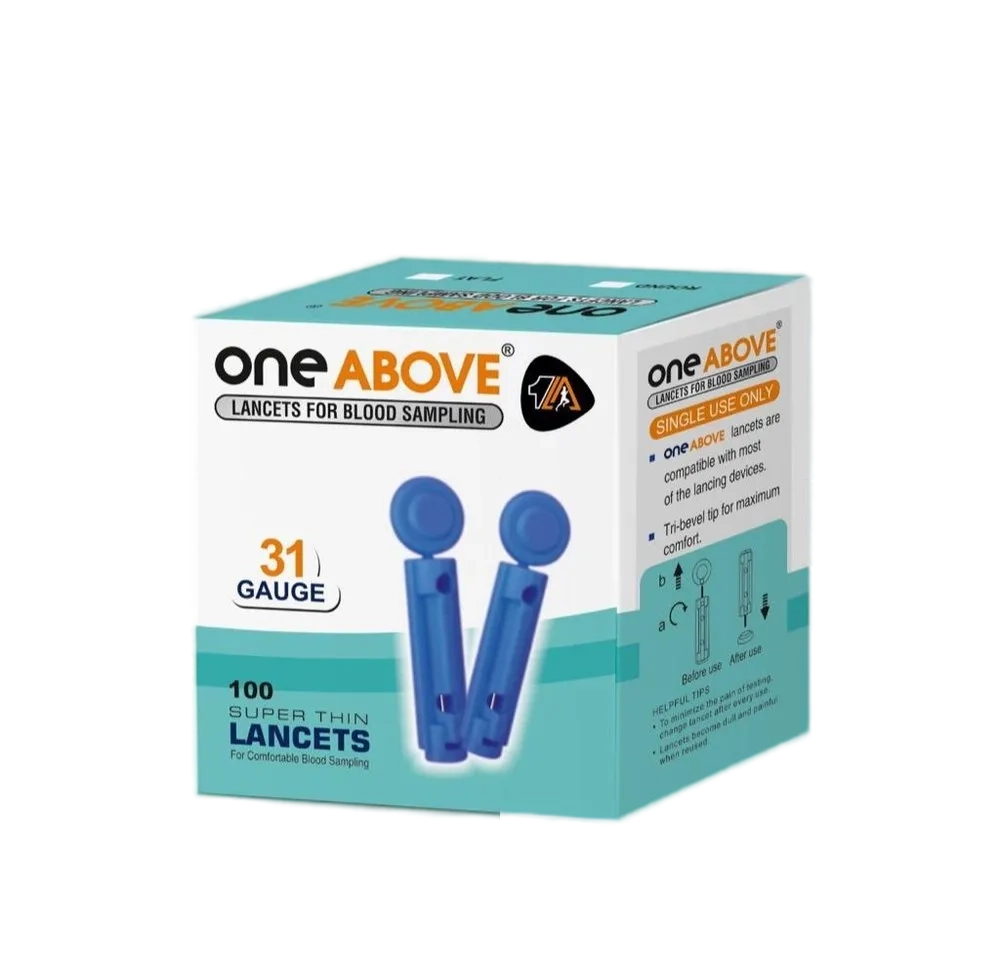 One Above Lancets For Glucometer (31 guage) Super Thin Blood Sampling ...